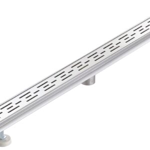 KABCO 40 Inch T304 Stainless Steel Linear Shower Drain with Grate, 2-inch Leveling Feet and Hair Strainer, Brushed Finished Rectangular Floor Drain for Kitchen, Bathroom, Garage and Basement