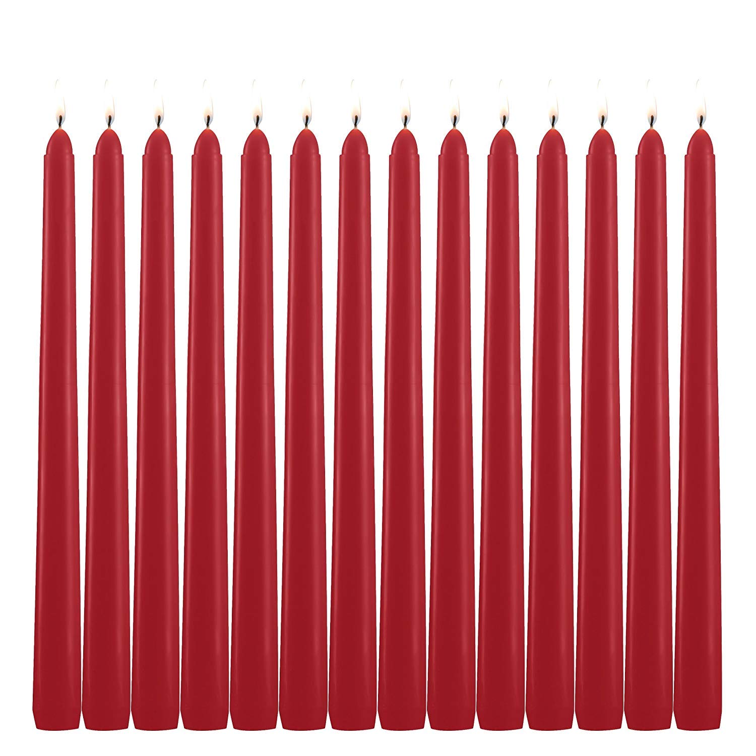 HELLY 14 Pack Tall Red Taper Candles - 10 Inch Red Dripless, Unscented Dinner Candle - Paraffin Wax with Cotton Wicks - 8 Hour Burn Time.