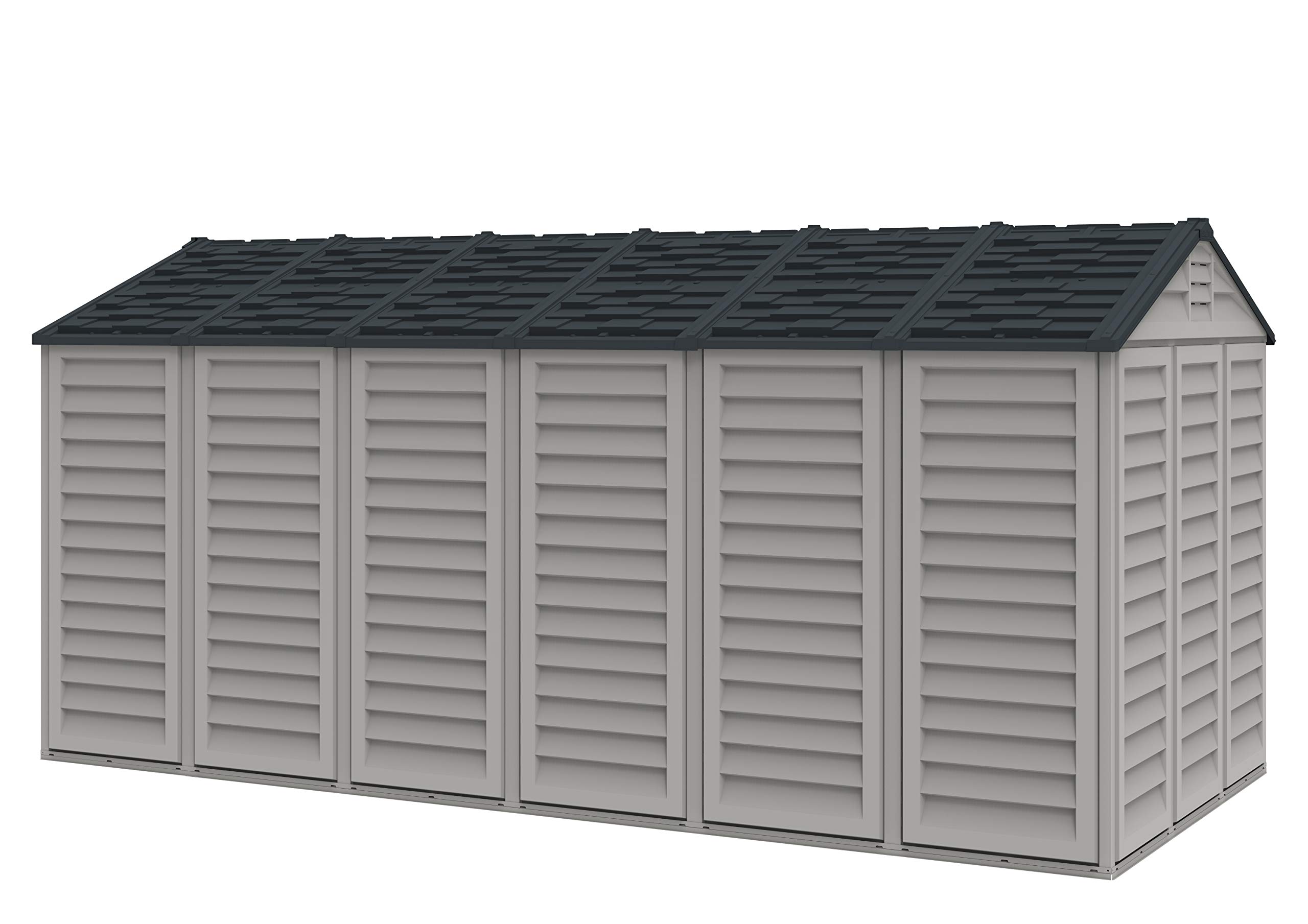 Duramax - Garden shed – APEX PRO Plus 15 x 8 – PVC Resin – Light and Dark Grey – Includes Floor