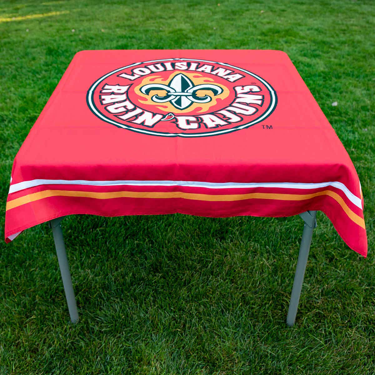 College Flags & Banners Co. Louisiana Lafayette Ragin Cajuns Logo Tablecloth or Table Overlay