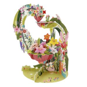 santoro pendulum, 3d pop up greeting card - floral hanging basket - for her, for mum, birthday, mothers day, any occasion