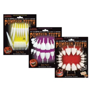 halloween pumpkin carving kit - pumpkin teeth for your jack o' lantern (white - 18 fang, 18 shark, 18 buck)