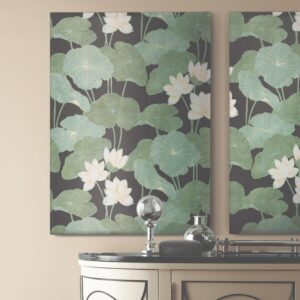 RoomMates RMK11433WP Lily Pad Peel and Stick Wallpaper, Black/Green, Roll