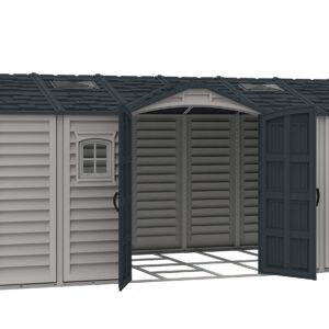 Duramax - Garden shed – APEX PRO Plus 15 x 8 – PVC Resin – Light and Dark Grey – Includes Floor