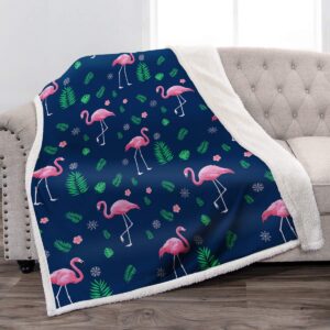 jekeno flamingo sherpa blanket comfort warm throw blanket for kids boy couch bed sofa 50"x60"