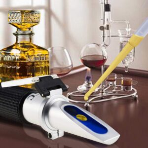 HunterBee Spirit Alcohol Content Meter Measure/Wine Grape Check Refractometer/Liquor Homemade Brewing Level Check Tester/ 0 to 80% V/V Resolution with 1 Percentage Scale Hydrometer (refractometers-1)