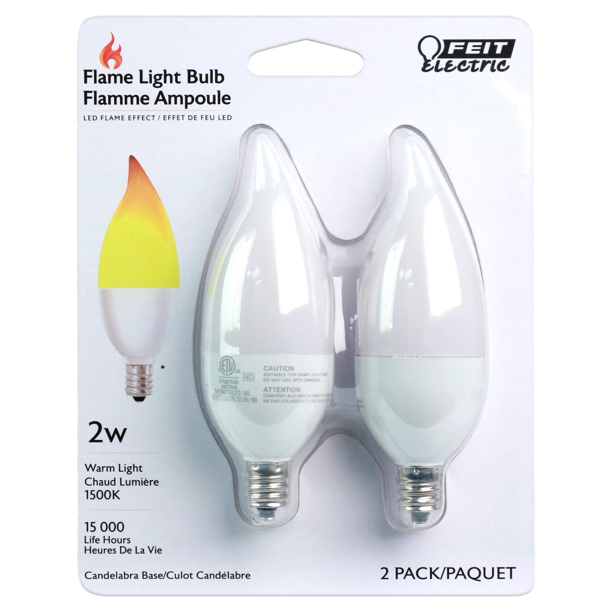 Flame Effect BPFLAME/C/LED/2 LED Candelabra Light Bulb