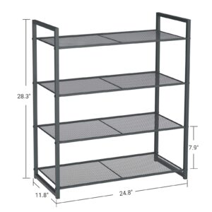 SONGMICS 4-Tier Shoe Rack, Shoe Organizer, 12-16 Pairs of Shoes, Metal Shoe Rack Storage，Smoky Gray ULMR84GC