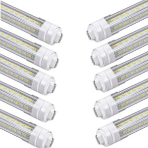 gocuces 36w t8 led tube lights 4 foot equal to 45.8in,60w f48t12 r17d ho fluorescent bulbs replacement t12,white 6500k,ballast bypass,dual-ended connection,v shape for shop,sign,basement,pack of 10