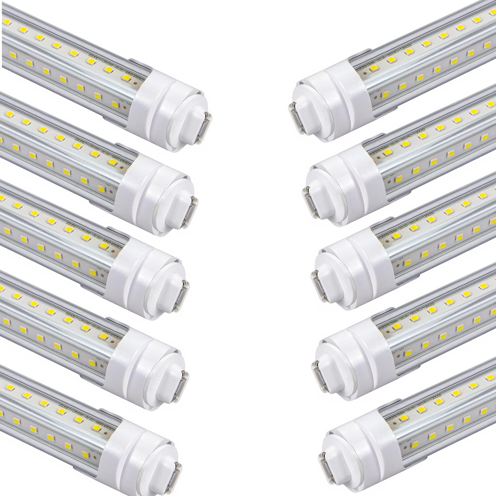 GOCuces 36W T8 LED Tube Lights 4 Foot Equal to 45.8in,60W F48T12 R17d HO Fluorescent Bulbs Replacement T12,White 6500K,Ballast Bypass,Dual-Ended Connection,V Shape for Shop,Sign,Basement,Pack of 10