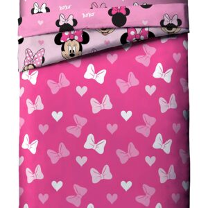 Jay franco Disney Minnie Mouse Hearts N Love Twin Comforter - Super Soft Kids Reversible Bedding - Fade Resistant Microfiber (Official Disney Product)