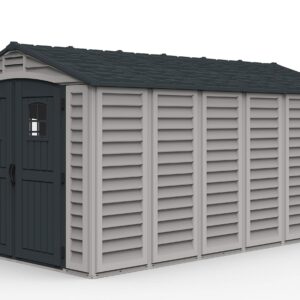 Duramax - Garden shed – APEX PRO Plus 15 x 8 – PVC Resin – Light and Dark Grey – Includes Floor