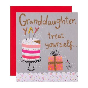 hallmark birthday card for granddaughter - glittery birthday cake design