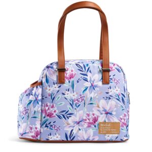 fit & fresh lunch bag for women, insulated womens lunch bag for work, leakproof & stain-resistant large lunch box for women with bottle pocket, long straps, zipper closure laketown bag floral lilac