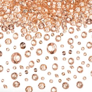 10000 clear wedding table scatter confetti crystals acrylic diamonds rhinestones for table centerpiece decorations wedding decorations bridal shower decorations vase beads (rose gold, 3/6/ 10 mm)