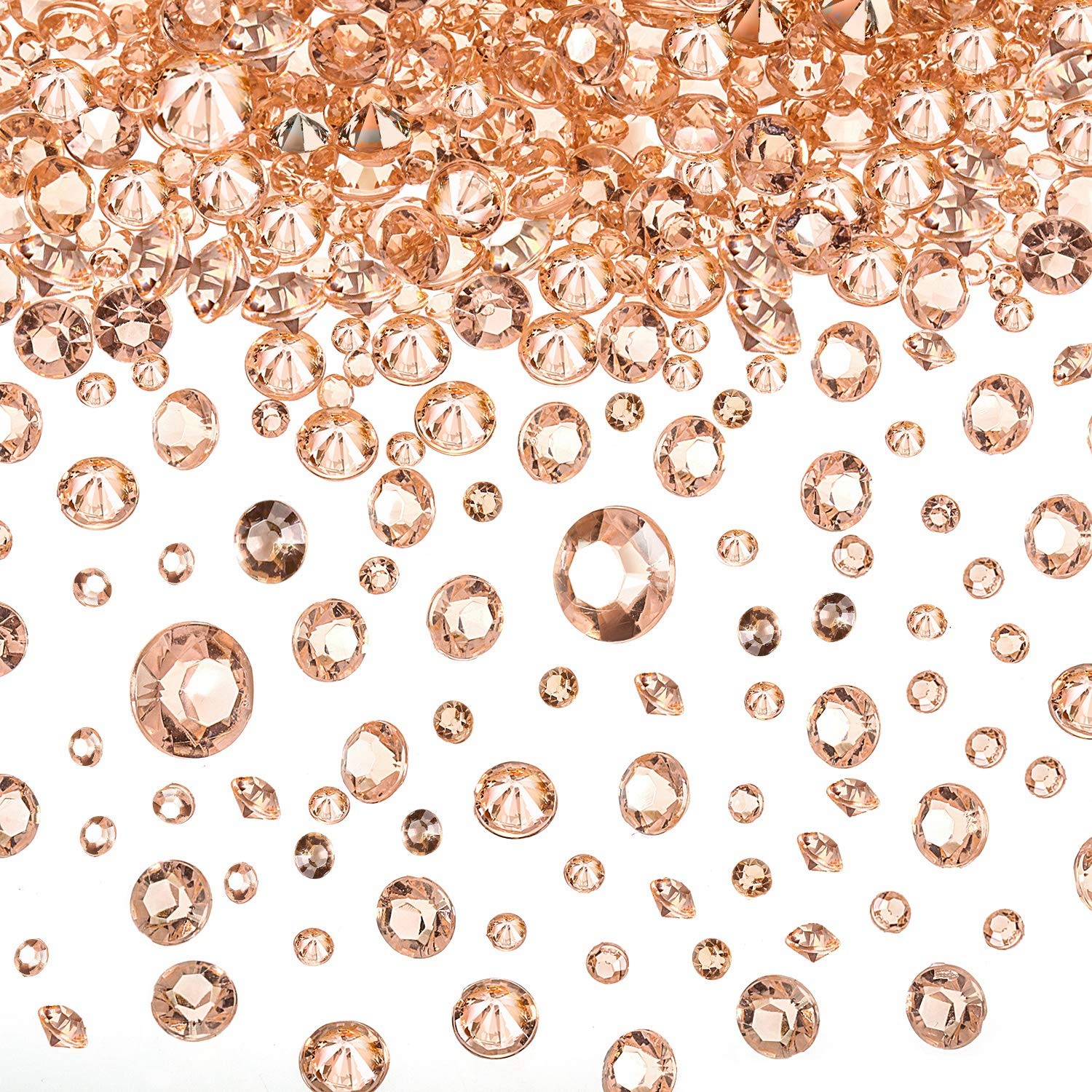 10000 Clear Wedding Table Scatter Confetti Crystals Acrylic Diamonds Rhinestones for Table Centerpiece Decorations Wedding Decorations Bridal Shower Decorations Vase Beads (Rose Gold, 3/6/ 10 mm)