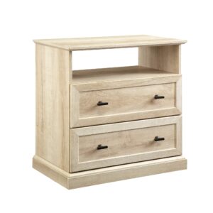 walker edison clyde classic 2-drawer bedroom nightstand in white oak