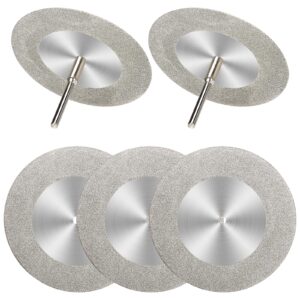 5pcs 60mm diamond cutting disc cut off wheels with 5pcs mandrel 1/8'' shank stone blade for rotary tool drill attachment cutting discs polishing glass tiles marble plastic jade (2.4in)