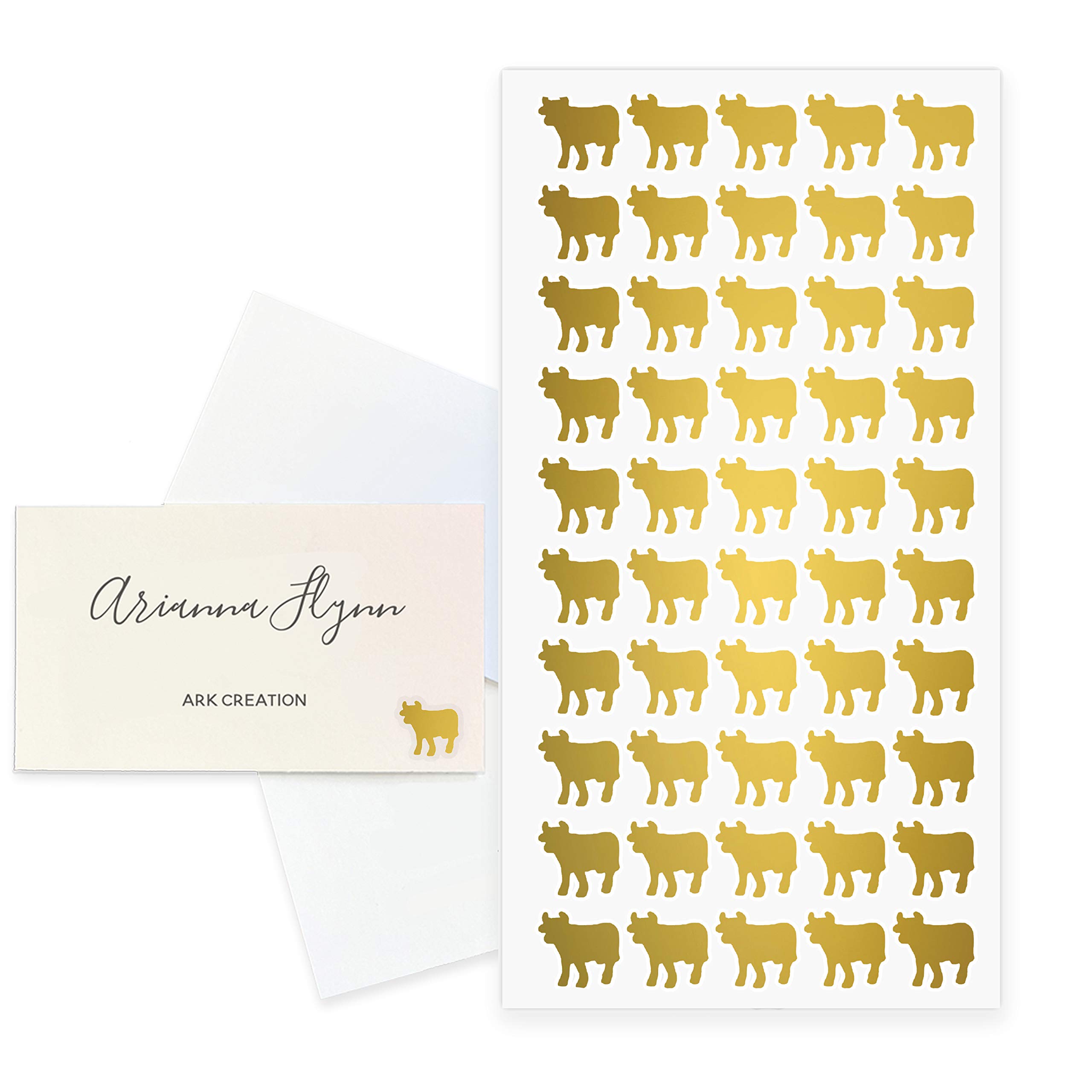 ARK Creation 50 Wedding Meal Stickers for Place Cards - Place Card Menu Choices - Wedding Meal Choice Stickers (Gold, Beef)