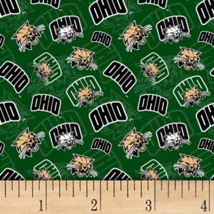 sykel enterprises ncaa ohio bobcats tone green/black/white/tan fabric