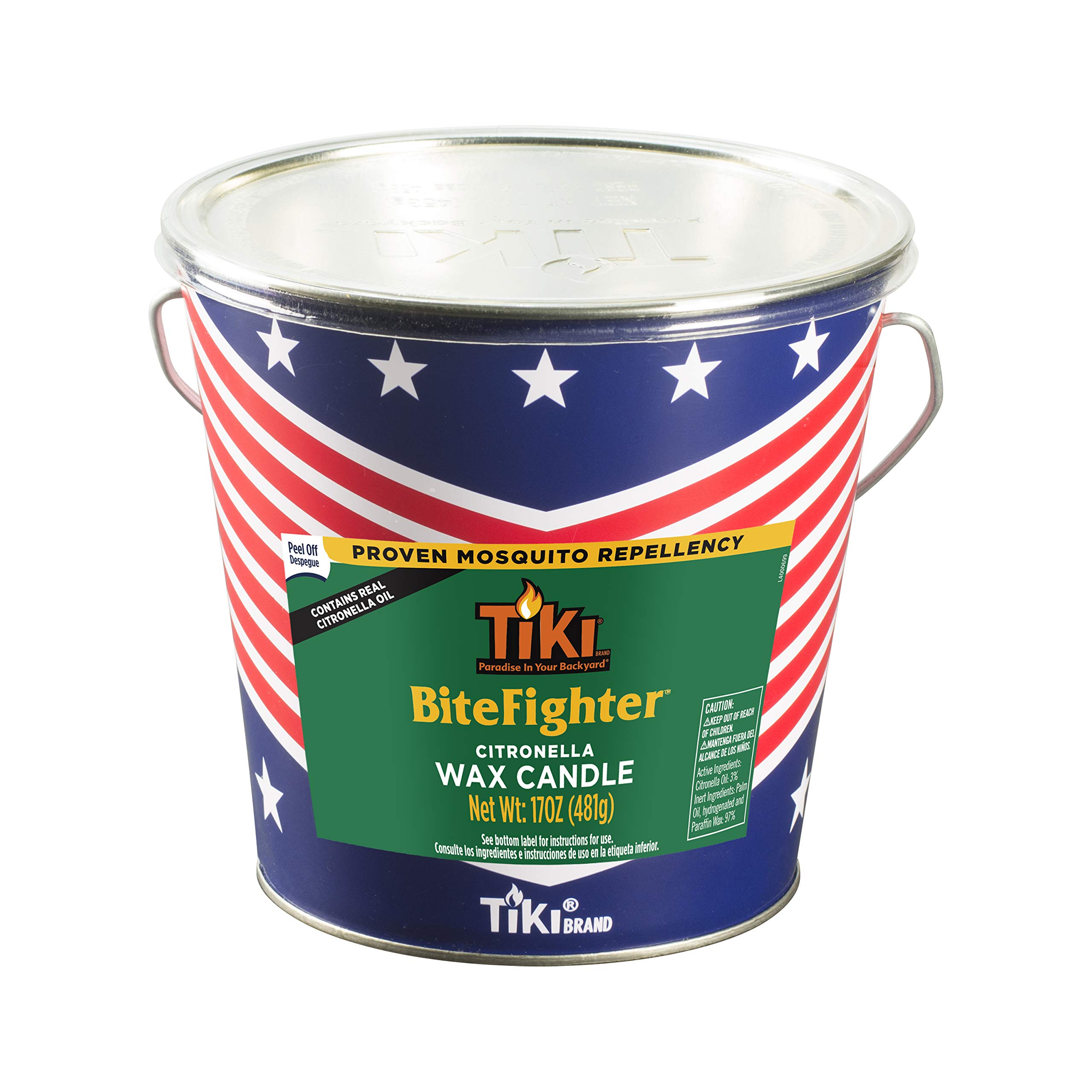 TIKI Brand BiteFighter 17 Ounce Citronella Wax Candle Metal Bucket, Plain (1418104)