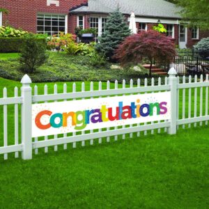 Colorful Congratulations Large Banner Wedding, Anniversary, Graduation, Retirement Party Decorations Supplies (9.8 x 1.6 feet)