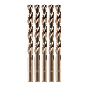 amoolo 3/8" cobalt drill bit(5pcs), m35 hss metal drill bit set for hard metal, stainless steel, cast iron