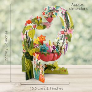 SANTORO Pendulum, 3D Pop Up Greeting Card - Floral Hanging Basket - For Her, For Mum, Birthday, Mothers Day, Any Occasion