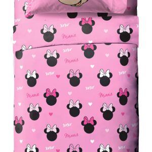 Jay Franco Disney Minnie Mouse Hearts N Love Twin Sheet Set - 3 Piece Set Super Soft and Cozy Kid’s Bedding - Fade Resistant Microfiber Sheets (Official Disney Product)