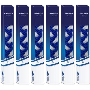 Jerusalem Candles Havdalah Candle - Braided Blue and White - Flat Havdallah Candles - 6 Pack