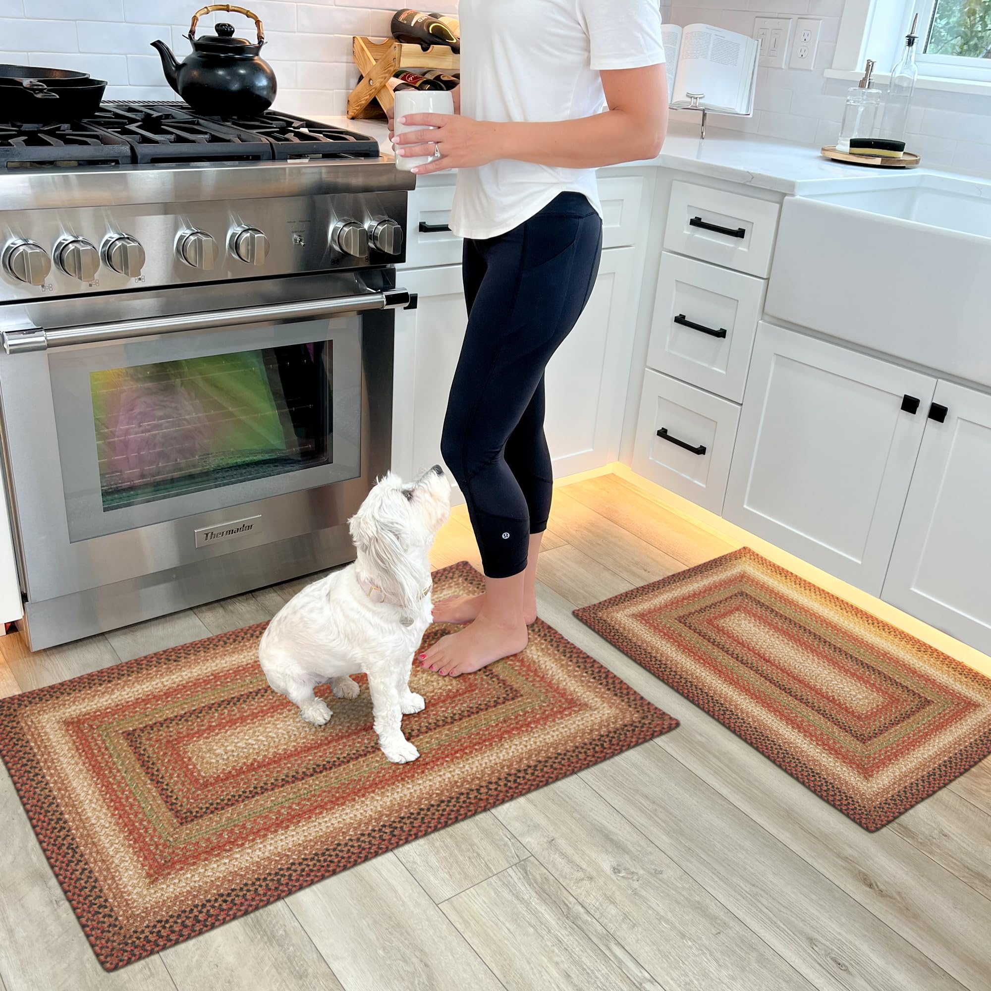 Homespice 20x30” Brown Rectangular Braided Rug. Gingerbread Brown Jute Rug. Uses- Entryway Rugs, Kitchen Rugs, Bathroom Rugs. Reversible, Rustic, Country, Primitive, Farmhouse Decor Rug