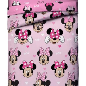 Jay franco Disney Minnie Mouse Hearts N Love Twin Comforter - Super Soft Kids Reversible Bedding - Fade Resistant Microfiber (Official Disney Product)