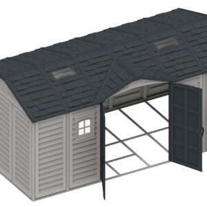 Duramax - Garden shed – APEX PRO Plus 15 x 8 – PVC Resin – Light and Dark Grey – Includes Floor