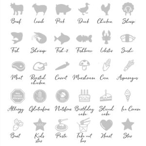 ARK Creation 50 Wedding Meal Stickers for Place Cards - Place Card Menu Choices - Wedding Meal Choice Stickers (Silver, Chicken)