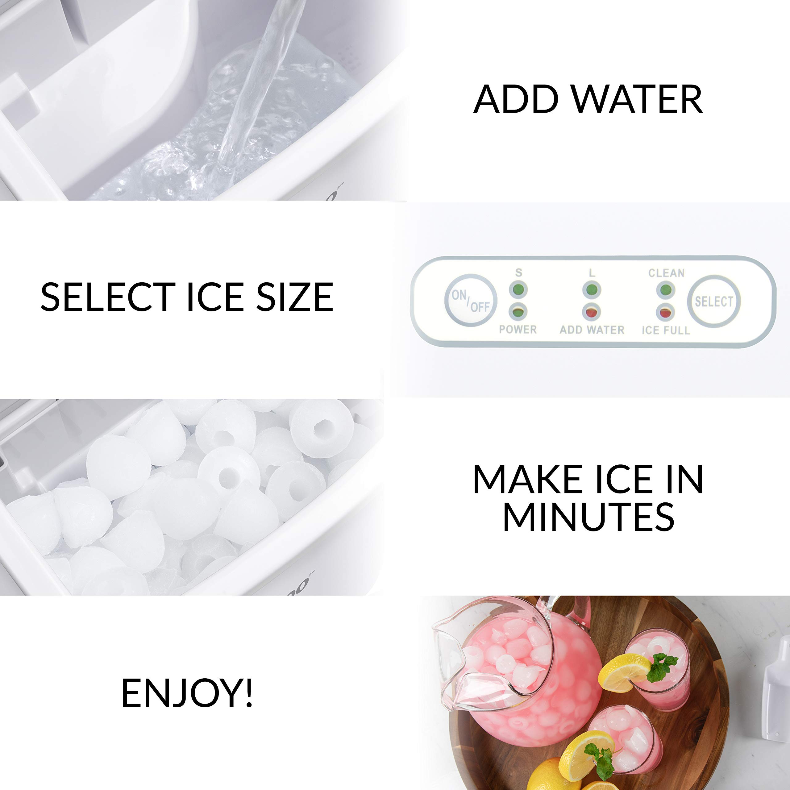 Igloo ICEB26HNWHN Automatic Self-Cleaning Portable Electric Countertop Ice Maker Machine With Handle, 26 Pounds in 24 Hours, 9 Ice Cubes Ready in 7 minutes, With Ice Scoop and Basket, White