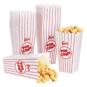 eupako popcorn boxes 100 pack 7.75 inch open-top paper popcorn box great for movie night or movie party theme, theater themed decorations or carnival party circus box etc.