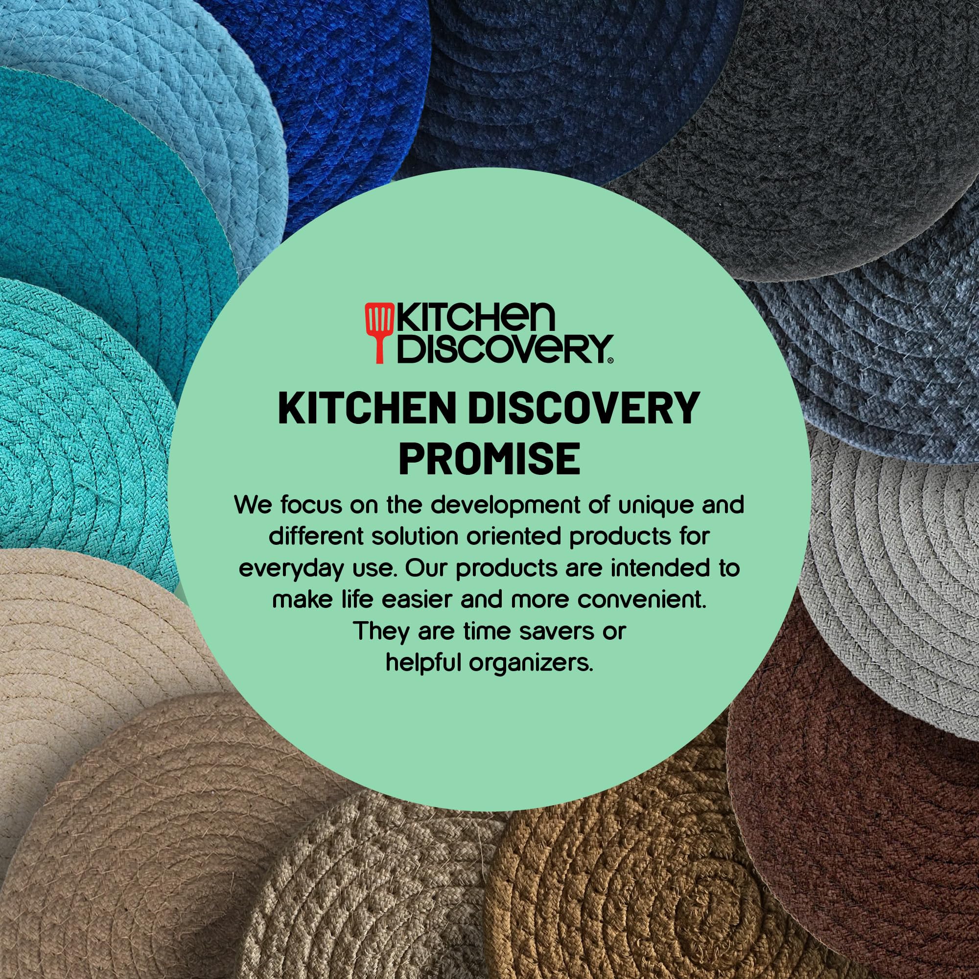 Trivets for Hot Pots and Pans - Kitchen Discovery 8" Chenille Trivets - Set of 3 Large Woven Pot Pads for Serving Hot or Cold Dishes and Protecting Your Table, Countertop or Island, Brown