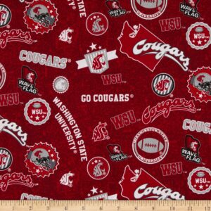 ncaa washington state cougars home state red/black/white/gray, fabric by the yard