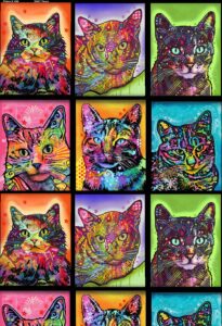 pattern-cats, kittens, kitties on fleece fabric-sold by the yard c