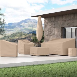 Covermates Deck Box Cover - Heavy-Duty Polyester, Weather Resistant, Drawcord Hem, Seating and Chair Covers, 24W x 24D x 18H, Ripstop Tan