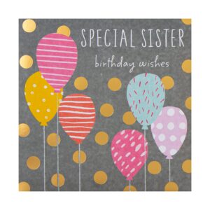 Hallmark Birthday Card for Sister - Contemporary Patterned Balloons Design