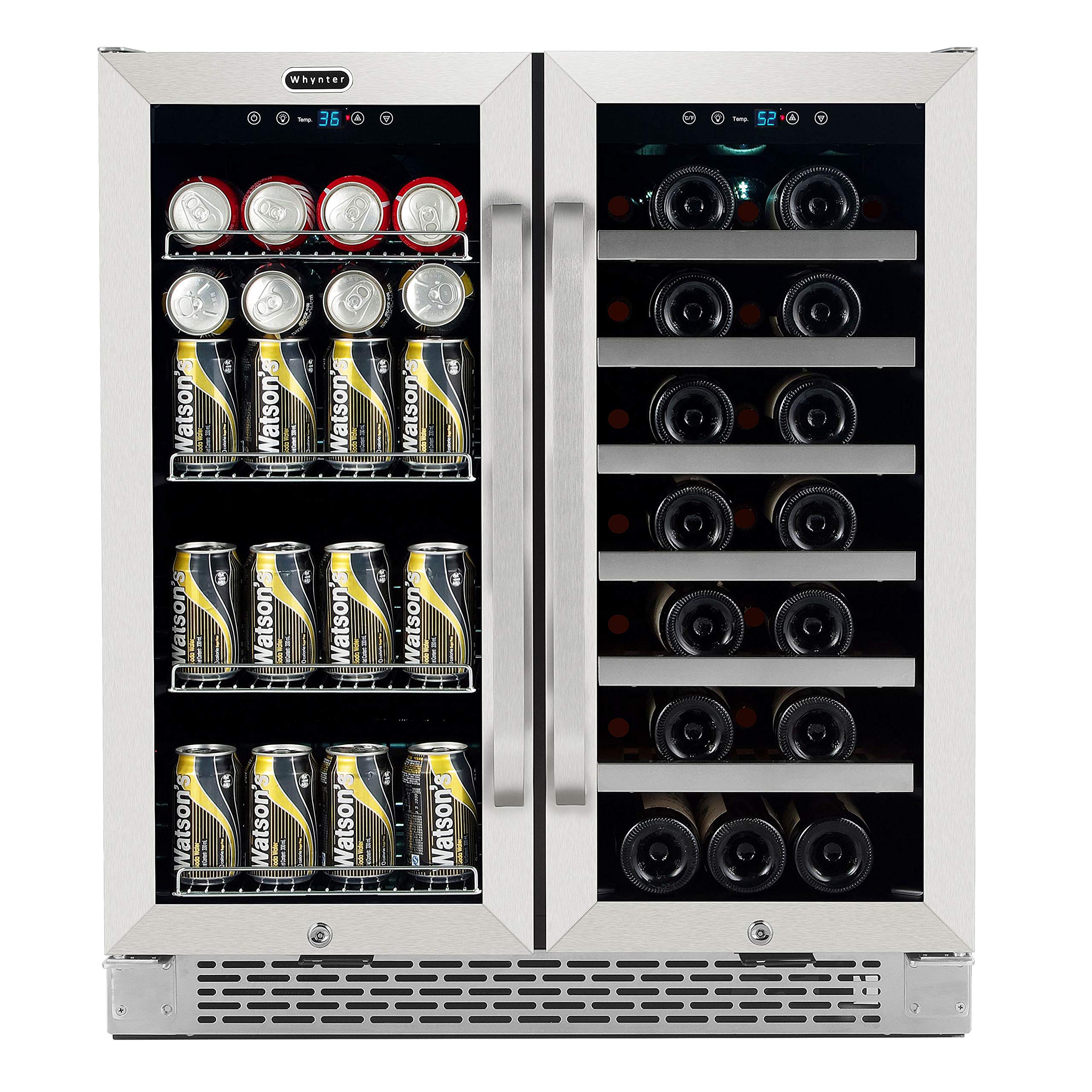 Whynter BWB-3388FDS 30″ Built-in French Door 33 Bottle Wine Refrigerator, 24" Wide Dual Zone, Stainless Steel