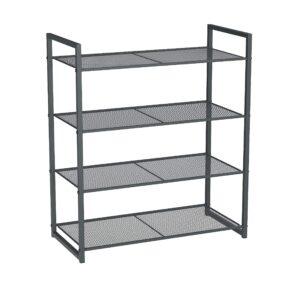 songmics 4-tier shoe rack, shoe organizer, 12-16 pairs of shoes, metal shoe rack storage，smoky gray ulmr84gc