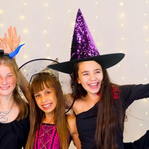 Hooin Halloween Reversible Sequin Witch Hat. Reversible Sequin Costume Party Hat. (Purple & Silver)