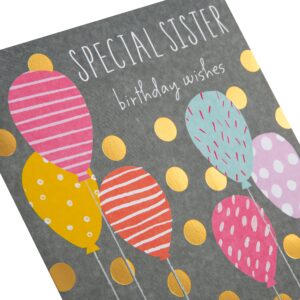 Hallmark Birthday Card for Sister - Contemporary Patterned Balloons Design