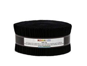 jelly roll kaufman kona black 2.5" fabric strips fabric bundle quilter's cotton solids precuts (ru-196-40) m529.04