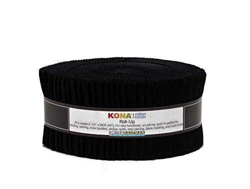 Jelly Roll Kaufman Kona Black 2.5" Fabric Strips Fabric Bundle Quilter's Cotton Solids Precuts (RU-196-40) M529.04