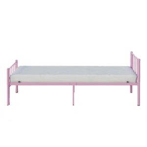 Rack Furniture Austin Twin Size Bed Frame, Steel Modern Design Bed for Kids with Reliable Support for Children's Bedroom, No Box Spring Req'd (Pink)