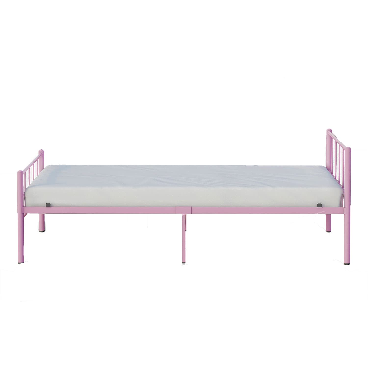 Rack Furniture Austin Twin Size Bed Frame, Steel Modern Design Bed for Kids with Reliable Support for Children's Bedroom, No Box Spring Req'd (Pink)