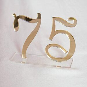 Elegant Mirror Acrylic Wedding Standing Table Numbers,Wedding Table Numbers Sign, Mirrored Wedding Table Decor (Gold, Number 1-10)